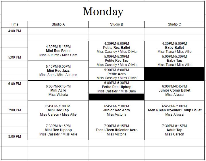 Schedule | EDS | Dance Studio, Dance Classes for Kids & Adults ...