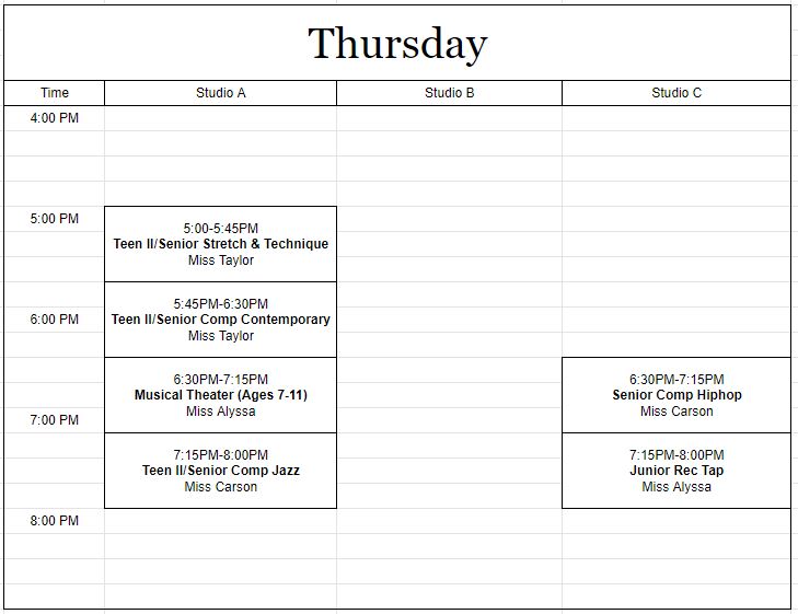 Schedule | EDS | Dance Studio, Dance Classes for Kids & Adults ...