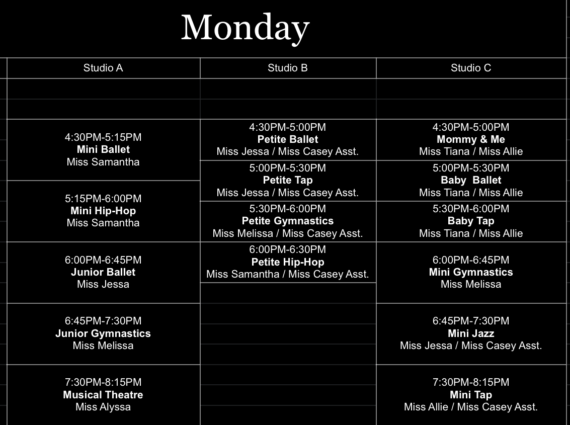Schedule | EDS | Dance Studio, Dance Classes for Kids & Adults ...